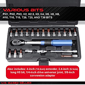 ABN 1/4 Drive Inch Pound Torque Wrench Set - 90 Tooth Dual Direction 20-200in-lb Adjustable Torque Wrench 2-23nm Mountain Bike Torque Wrench Set