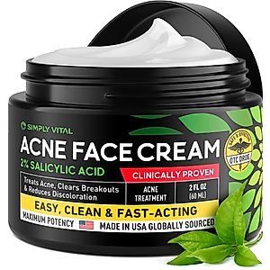 Acne Medication Face Cream - Made in USA Fast Acting Drug Acne Treatment For Stubborn Pimple Blackhead Whitehead Blemish - Soothing Acne Moisturizer for Inflammation Relief & Acne Scar Prevention 2oz