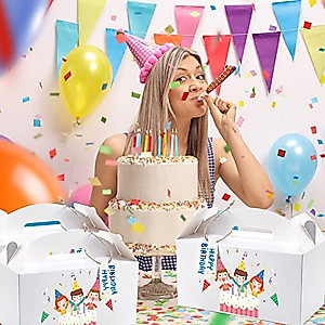 SOSFKIM Treat Boxes Large 24 Pack - Party Favor Boxes 8.5x 5x 5.5inch with Twine & Tag - White Gable Goodie Boxes for Kids Birthday, Wedding Shower, Christmas