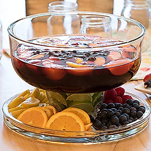 Libbey Selene 6-in-1 Multiuse Glass Server, Punch Bowl, Chip and Dip Bowl, Cake Stand