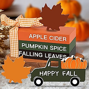 Fall Decor Fall Decorations for Home 6PCS Fall Tiered Tray Decor Faux Decorative Books Maple Leaves Truck Wooden Signs Rustic Farmhouse Fall Table Decor for Autumn Thanksgiving