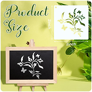 100 Pcs Stencils for Painting on Wood Reusable Stencil Crafts Drawing Templates Holiday Stencils Wall Paper Stencil Set for DIY Art Scrapbook Home Decor 2 x 2 Inch (Flower, Plants)