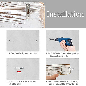 LotFancy Coffee Mug Holder, Rustic Wall Mounted Mug Rack with 12 Cup Hangers, Farmhouse Wood Cup Organizer for Home, Office, Kitchen Display Storage Collection, White Coffee Nook Décor