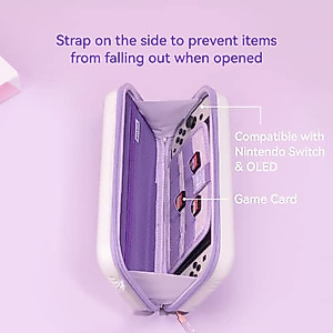 GeekShare Vintage Time Machine Carry Case Compatible with Nintendo Switch/Switch OLED - Portable Hardshell Large Capacity Travel Carrying Case fit Switch Console and Accessories(Purple)