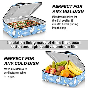 Kcldeci Insulated Thermal Food Carrier Insulated Casserole Carrier for Hot or Cold Food,Cute Cartoon Sheep Insulated Tote Bag for Potluck Cookouts Parties Picnic,Lasagna Lugger