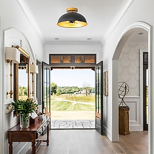 JackLove Semi Flush Mount Ceiling Light Fixture,Hammered Metal Shade Closed to Ceiling Lamp,3-Light Modern Industrial Ceiling Light for Hallway Entryway Foyer Living Room Badroom