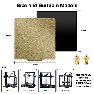 Ender 3 PEI Build Plate Upgrade, Double Side Print Bed Ender 3 pro, Textured PEI Spring Steel Sheet with Adhesive, 235 x 235 Magnetic Build Plate for Creality Ender 3 v2, Ender 5, Ender 3 V3 SE