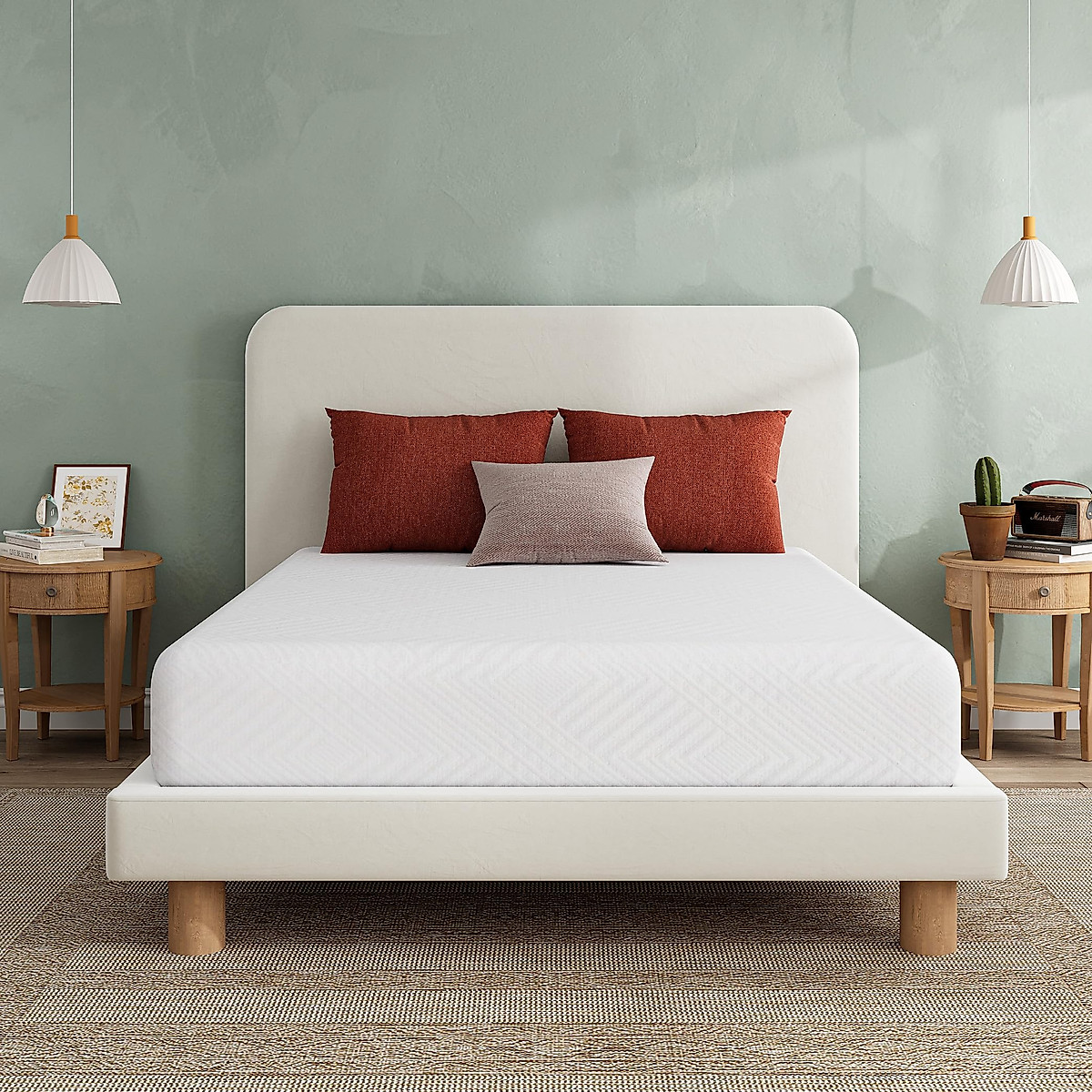 EGO White 12 inch King Memory Foam Mattress, Gel Green Tea Mattress Bed in a Box, Made in USA, CertiPUR-US Certified, 76"x80", Medium Firm