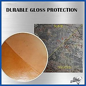 Wet Look Natural Stone Sealer. Durable, Long-Lasting Gloss Protection. Interior and Exterior Pavers, Slate, Sandstone, Travertine, Flagstone, Driveways, Garage Floors, etc. Black Diamond Stoneworks