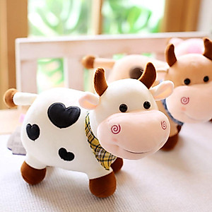Liumart Cow Stuffed Animals, Cute Cow Plush (White)