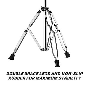 LOLUNUT Cymbal Stand,Boom/Straight Combo,Heavy Duty Double Braced Legs with Large Rubber Feet,Adjust Height (30-58 in) with 2 pair drumsticks