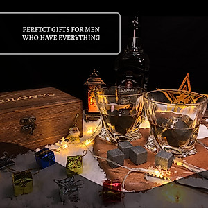 Whiskey Stones Gift Set, Birthday Gifts for Men Dad, Anniversary Wedding Gifts for Him Husband Boyfriend Grandpa Brother Boss, Unique Whiskey Gifts for Christmas Birthday Holiday