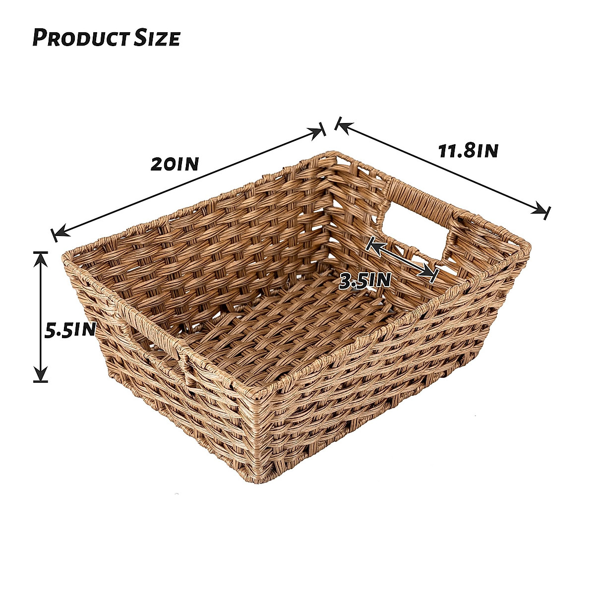 Wicker Basket, Decorative Woven Storage Basket, Waterproof Storage Basket Organizer, Wicker Storage Basket, Brown Basket, 1 Pack