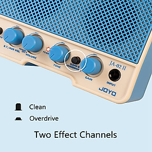 Mini Electric Guitar Amp Combo Include 10-ft Guitar Cable Portable 5W Small Electric Guitar Amplifier Rechargeable with with Bluetooth Clean & Overdrive Channels Headphone Jack Practice Amp(Blue)