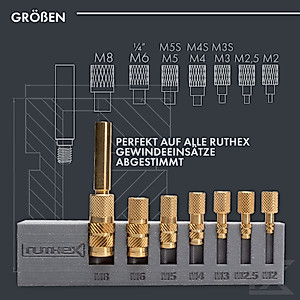 ruthex 7X Soldering Tips/Heat-Set Insert Tips - Threaded Inserts M2 / M2.5 / M3 / M4 / M5 / M6 / 1/4" / M8