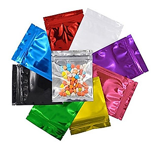 100PCS 4in x 5in Self Sealing Mylar Foil Flat Bag Sample Zipper Pouch Food Snack Storage Coffee Bean Candy Tea Powder Seal Grip Wrapper Gift Basket Supplies Xmas Gift Bag (Green)