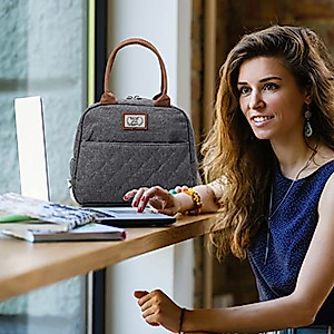 Lekesky Lunch Bag for Women Lunch Box Insulated Cute Lunch Tote Bag Leakproof Lunchbox for Adult Work, Grey