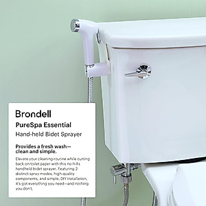 Brondell PS-91W PureSpa Essential Handheld Bidet Sprayer for Toilets, Includes Spiral Metal Hose and Holster, Ambient Temperature, White