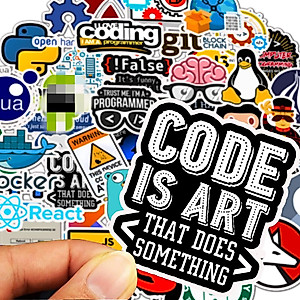 Tuqiso Programming Stickers for Developers, Coders, Programmers, Hackers, Geeks, and Engineers,Developper Stickers for Laptop (50 pcs)