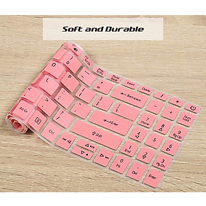 Keyboard Cover Skin for 15.6" Acer Aspire 3 A315-54 A315-55 A315-56 A315-57 A315-58, Acer Aspire 5 Slim 15.6 inch A515-45 A515-56 A515-46 A515-43 A515-54 A515-54G A515-55 A515-55T/55G, Pink