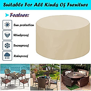 XYXH Round Patio Table and Chairs Cover 64" D x 31" H, Outdoor Garden Furniture Covers, Furniture Covers Waterproof, Heavy Duty Oxford Fabric Windproof, for All Weather Protection