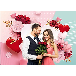 CHAIYA 7X5ft Valentine's Day Photography Backdrop Flower Love Heart Background Wedding Bridal Shower Party Decor Banner Valentine's Day Party Decoration CY-198