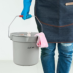 Nihenok 4 Pack Plastic 3.5 Gallon Round Utility Pail with Handle, Commercial Buckets, Gray