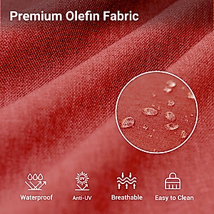 VONZOY Patio Furniture Set, 7 Pieces Outdoor Sectional Sofa Couch with Chairs, Ottomans and Comfy Cushions, All Weather Wicker Rattan Patio Conversation Set for Garden Backyard Wine Red