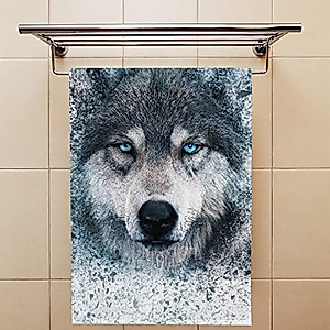 Bath Hand Kitchen Towels Wolf Dish Towel Washcloth 2 Pack Soft Quick Dry Super Absorbent Bathroom