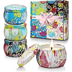 AKJGP Scented Candles Sets for Women,Aromatherapy Candle for Home Scented,4 Pack 4.4 oz Soy Wax Lavender Candles Stress Relief Gifts for Brithday Mother’ Day Coworker