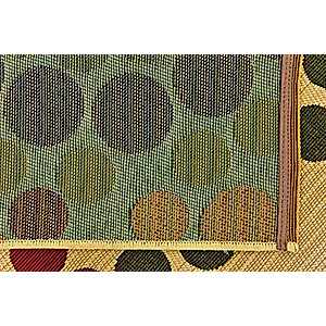 Unique Loom Modern Collection Geometric, Abstract, Circles, Colorful, Indoor and Outdoor Area Rug, 5 ft 3 in x 8 ft, Beige/Blue