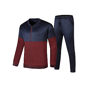 Tebreux Men's Sports Tracksuit Sweatsuit Casual Sweatpants Full-Zip Running Jogging Set Yellow M