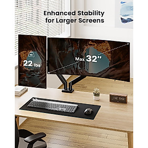ErGear Dual Monitor Stand up to 32 inches Screen, Load-Bearing Max 22 lbs Each Arm, Adjustable Dual Monitor Mount, Sturdy Steel vesa Monitor Mount with Stable VESA 75x75 100x100mm