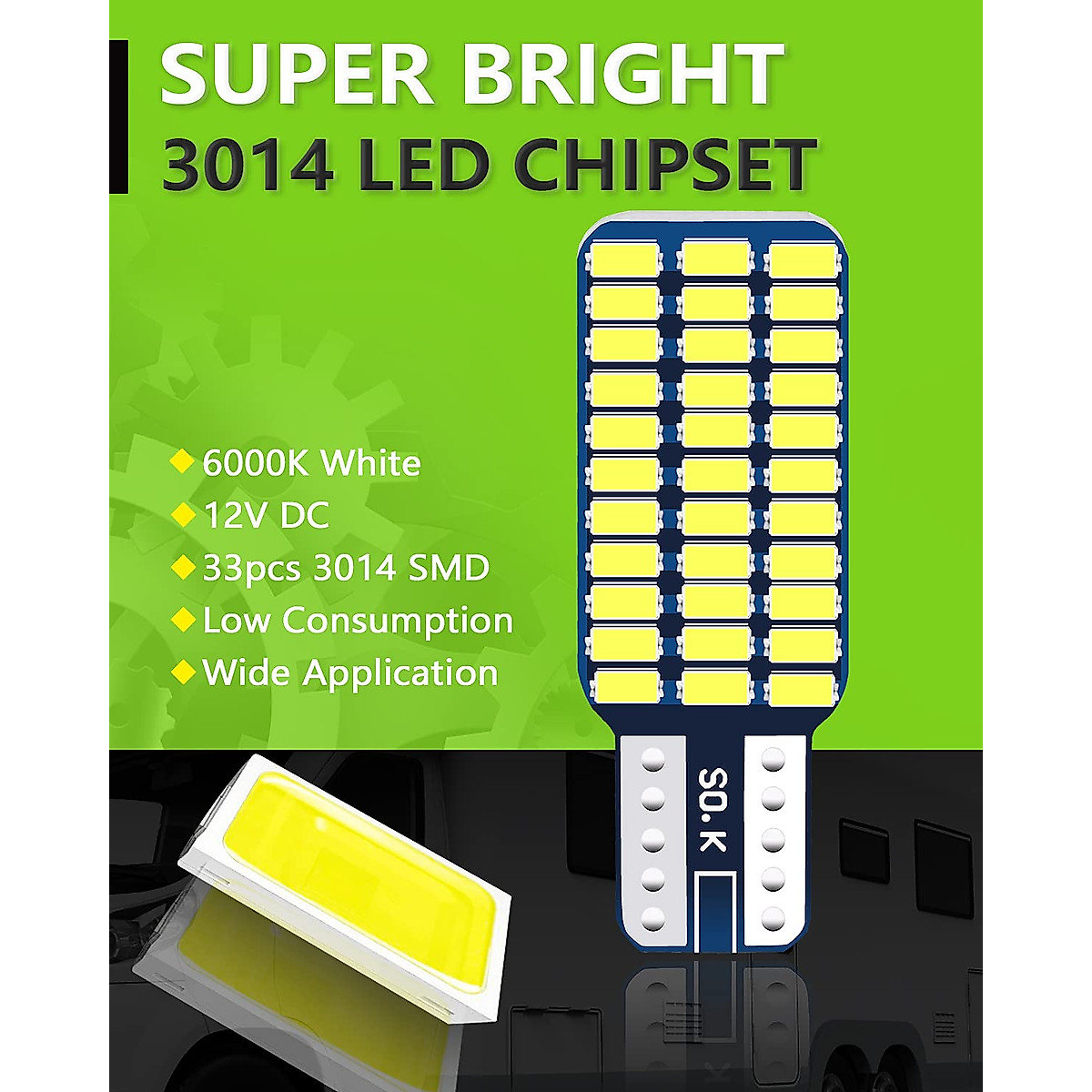 UNXMRFF - Super Bright Natural White T10 921 922 912 LED Bulb for 12V RV Ceiling Dome Light/RV Interior Lighting/Travel Trailer/Camper/Boat (Pack of 10)