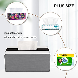 Tissue Box Cover, New PU Leather Kleenex Box Covers Rectangular Tissue Holder for Home/Office/Car Decoration 9.84"X5.59"X4.13" - Elegant Black&White