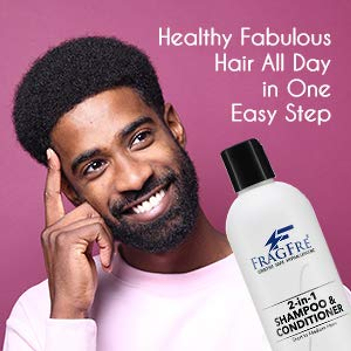 FRAGFRE 2 in 1 Shampoo and Conditioner 12 oz - Fragrance Free Conditioning Shampoo for Short to Medium Hairs - Color Safe Wash and Go - Sulfate Free Cleansing Conditioner for Sensitive Scalps (1 Pack)