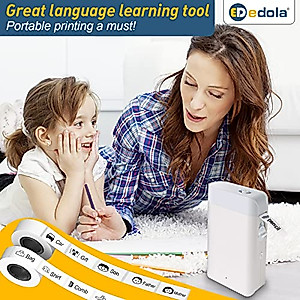 edola Label Maker Machine, Bluetooth Handheld Sticker Makers Machine with Tape, USB Rechargeable Mini Thermal Label Printer for iPhone Android, Sticker Printer Machine for Office Home Kitchen