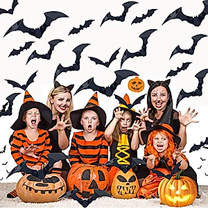 Halloween party decorations, Halloween decoration black bat sticker decals, 3D scary bat decoration, Halloween bat door and window decoration(40pcs)