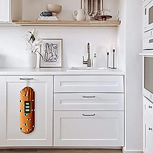 DINGWEN Funny Cartoon Eye Pattern Grocery Bag Storage Holder, Wall Mount Free Adjustment with Drawstring, Washable Canvas Plastic