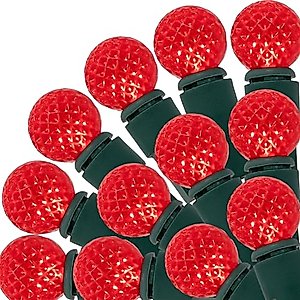 LED Christmas Tree Lights 60 Count, G12 Globe Indoor Outdoor String Lights, 20ft Green Wire Mini Ball, UL Certified (Red)