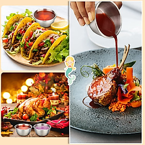 6 x 1.6 oz Salad Dressing Container to Go, Mermaid Stainless Steel Condiment Containers with Lids Reusable Small Containers with Lids Leak Proof Sauce Containers for Lunch Box Silicone Condiment Cups