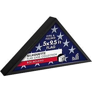 Americanflat Large Flag Display Case for Burial Flag - Fits Folded 5 x 9.5' Flag - Military Flag Case - Silhouette Collection - Flag Box Display Case for Wall or Tabletop - Black