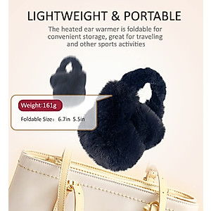 Telepepe Ear muffs for Men Women, Heated Ear Muff Warmer Rechargeable battery 2000 mAh (Navy Blue)