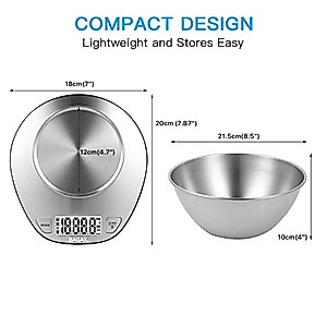 BAGAIL Basics Bathroom Scale + Kitchen Scale, Premium Large Display Backing Scale Food Weighing Scale with Stainless Steel Mixing Bowl