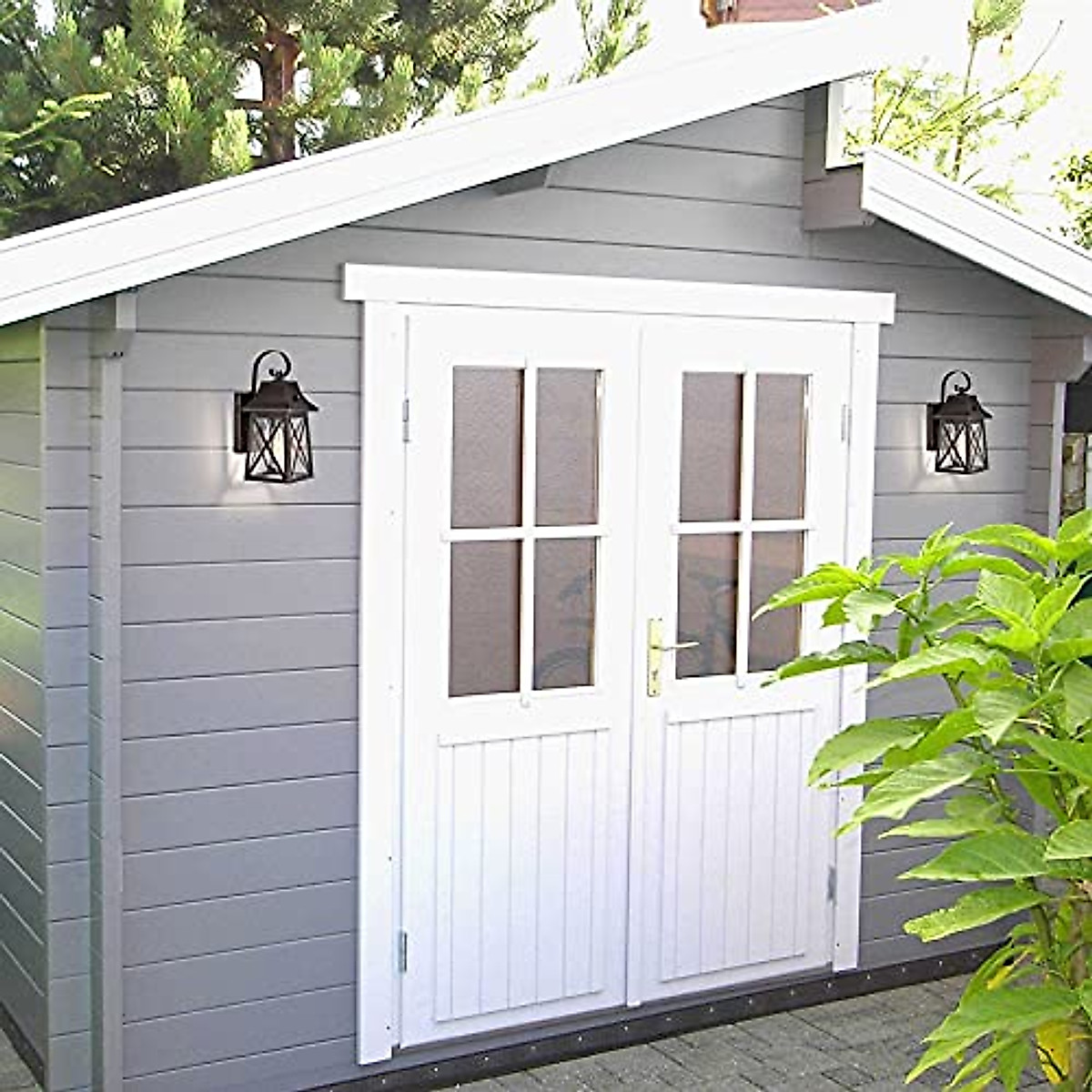 FLALINKO Dusk to Dawn Outdoor Wall Sconce - 2 Pack 14" Farmhouse Porch Light in Oil Rubbed Bronze Finish Clear Seedy Glass for Garage, Patio, Porch, Doorway, Entryway (ORB, Twin Pack)