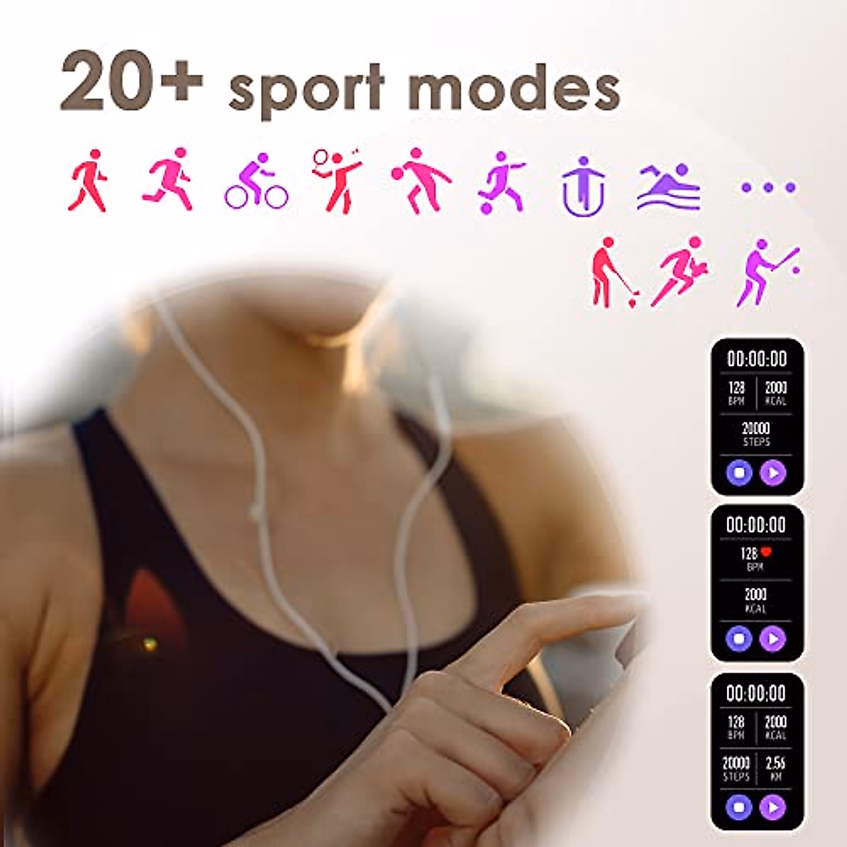 Blue Fitness Tracker Smart Bracelet for Men and Women Ladies Smart Watch with Pedometer Sleep Message Notification 1.47" Full Touch Screen for Android and iOS Phones