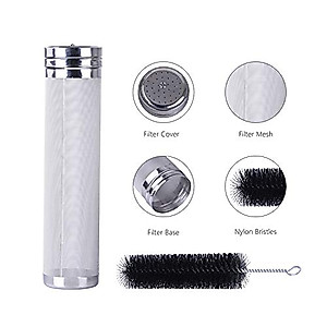 Beer Brewing Dry Hopper Filter, Supkiir Stainless Steel Hop Strainer 300 Micron mesh with Nylon Bristles for Home Beer Brewing, Homemade Brew, Home Coffee