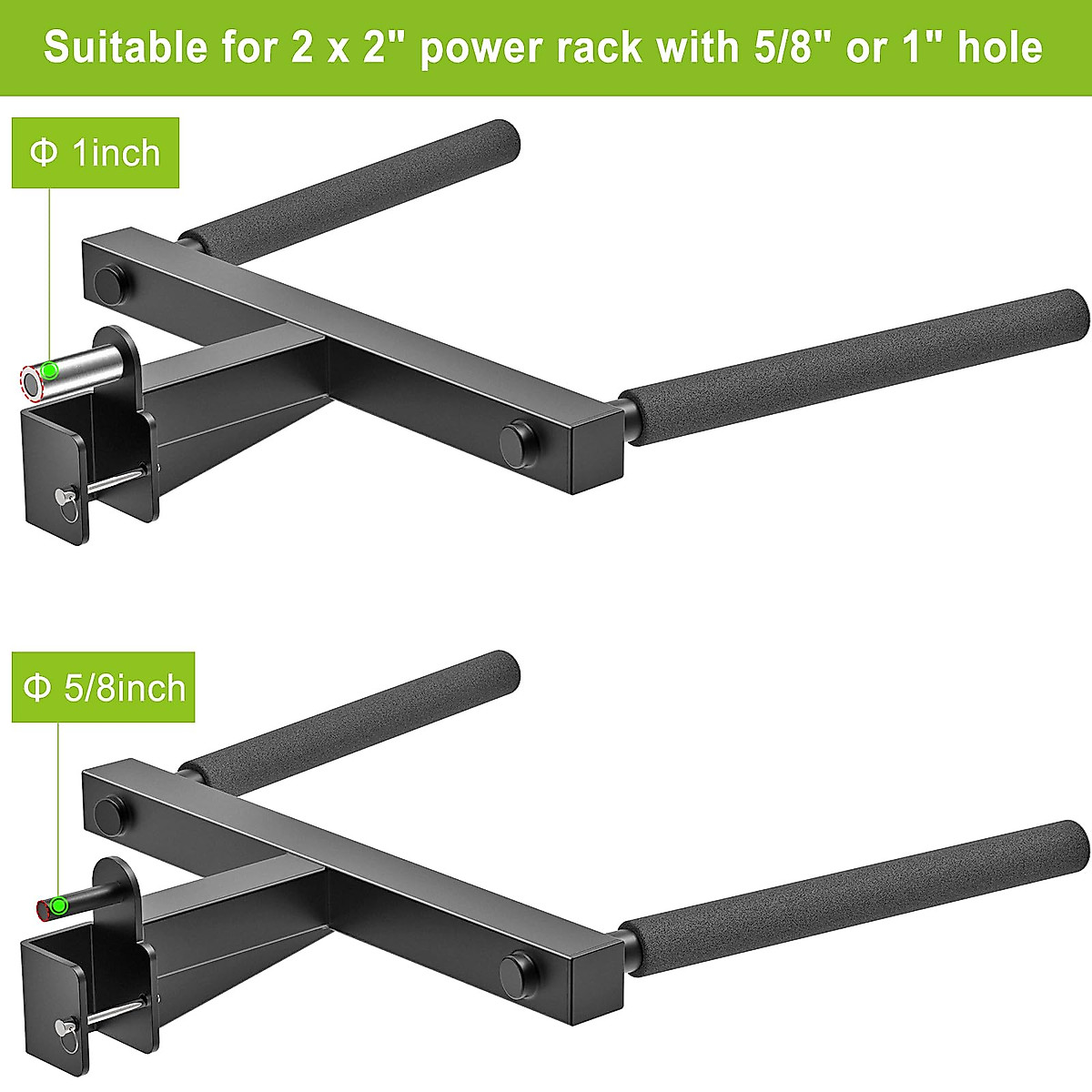 Kipika Y-Shaped Dip Bar for 2" x 2" Power Cage with 5/8" or 1" Hole - Dip Bar Attachments for Home Gym - Heavy Duty Power Rack Attachments - 2" x 2" Squat Rack Accessories for Strength Training