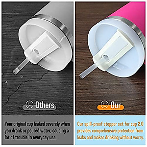 Spill Stopper for Stanley 40oz 30oz Tumbler, 4 Pack One-piece Leak Stopper for Stanley H.20, Silicone Cup Spill Stopper Set (4 Round Stoppers & 4 Square Stoppers), Cup Accessories for Stanley -White