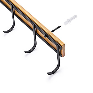 ANGOSUFI Kitchen Utensil Rack, Wall Hooks Rack Kitchen Rail, Wall Mounted Accessory Hanger with 6 Hooks for Kitchen Bathroom Bedroom, Pack of 2